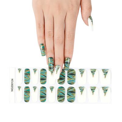 China Gel Nail Sticker Semi Cured Strip Valentine Day Heart Design Waterproof Decal for sale