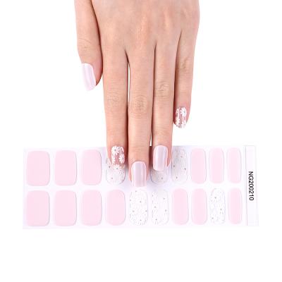 China Wide Gel Nail Sticker Semi Cured Nail Wrap Reusable Waterproof Adhesive Decal for Long Fingernail Art for sale