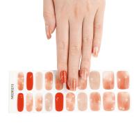 China Wide Gel Nail Sticker Semi Cured Nail Wrap Reusable Waterproof Adhesive Decal for Long Fingernail Art for sale