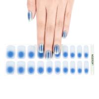 China Gel Nail Sticker Semi Cured Nail Strip Aurora Chrome Finish Waterproof Decal for Party Nail Art for sale