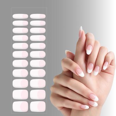 China UV Free Gel Nail Stickers Semi Cured Full Cover Self Adhesive Waterproof Wraps for sale