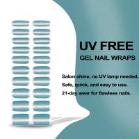 China Non UV Gel Nail Strips Semi Cured Salon Quality Custom Logo Full Cover Wraps for sale