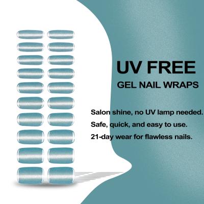 China Non UV Gel Nail Strips Semi Cured Salon Quality Custom Logo Full Cover Wraps for sale