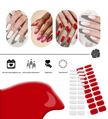 China French Tip Gel Nail Wraps UV Free No Lamp Needed Full Cover Salon Quality for sale