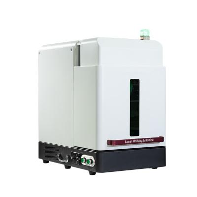 China 20W Fiber Laser Marking Machine 110x110mm Work Area CE ISO Desktop Engraver for sale