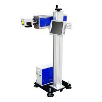 China Industrial CO2 Flying Laser Marking Machine 30W 60W for Plastic Bottles Glass Production Line for sale