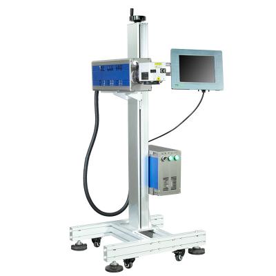 China Flying CO2 Laser Marking Machine 20W 30W 50W for Leather Wood Acrylic Carton for sale