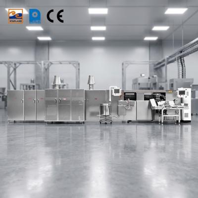 China Stainless Steel Egg Roll Production Line Automatic Waffle Roll Production Line Designed For Production Capacities 1800 Hour In Food Industry for sale