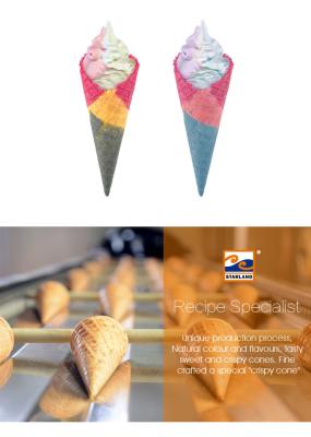 China Strawberry Flavor Wafer Cones 118-120mm Height with 22° Angle - 46-48mm Diameter Bulk Packaging for sale