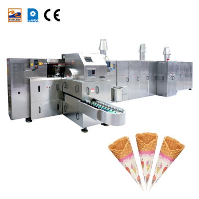 China Fully Automatic Waffle Cone Machine 35 Baking Plates 5m Long Gas Heating for sale