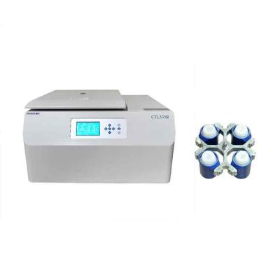 China Table Top Low Speed Refrigerated Centrifuge with 4 x 500 ml Capacity and 5350r/min Max Speed for sale