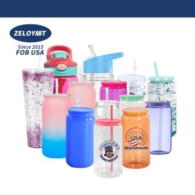 China USA Warehouse FREE Shipping 3-40oz Sublimation Cups Plastic Colored Sublimation Mugs Clear and Frosted Tumbler for Heat Press for sale