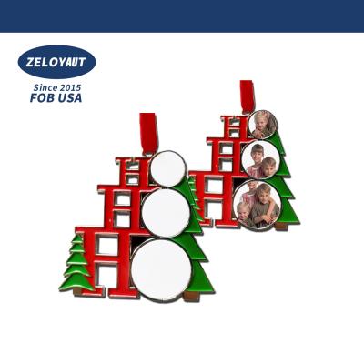 China ZELOYAUT Wholesale Custom Sublimation Blank Hanging Christmas Pendant Ornament Tree Ornament DIY Metal Personalized Ornaments for sale