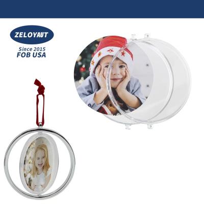 China ZELOYAUT Wholesale Sublimation Blanks Hot Sales Sublimation Plastics Rotatable Ornaments Balls Custom Christmas Pendant Gifts for sale