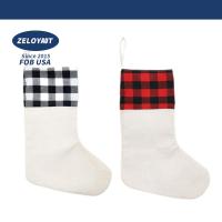 China Sublimation Holiday Socks Blank for Christmas Gift Panel High Quality Cotton Socks for Children DIY Printed Customize Santa Sock for sale