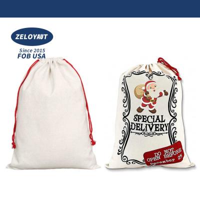 China Zeloyaut  Factory Wholesale Sublimation Christmas Blanks Linen Santa Sack Christmas Bag Large Capacity High Quality Santa Sack for sale