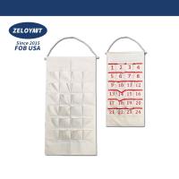 China ZELOYAUT Wholesale Sublimation Blank Personalized Advent Calendar Custom Wall Hanging Christmas Countdoun 24 Pockets Canvas for sale