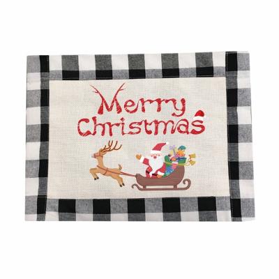 China ZELOYAUT Wholesale Sublimation Blanks Flax Christmas Placemat Personalized Custom  Placemat logo Christmas Gift Decoration for sale