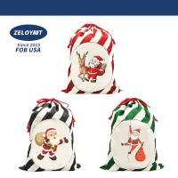 China Sublimation Santa Sacks 2025 Christmas Gifts, Packaging Stocking Santa Claus Bag, Canvas Christmas Drawstring Gift Bags for sale