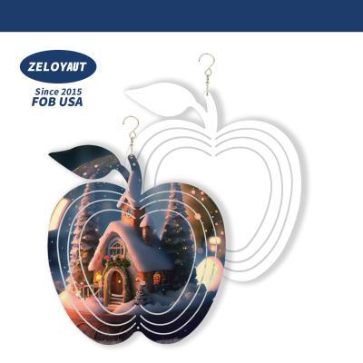 China Custom Aluminum Wind Spinner Blanks Sublimation Apple Shape Custom Metallic Wind Spinners for Yard Stylish Artificial Design for sale