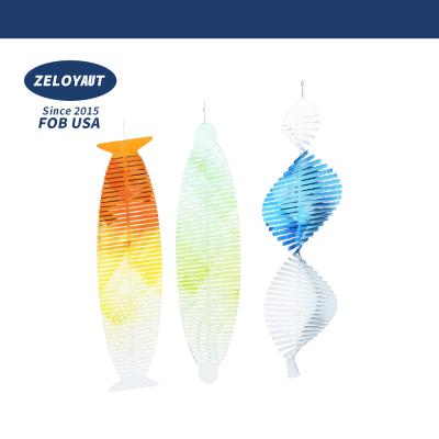 China ZELOYUAT Sublimation Wind Spinner Fish Shape Double Sides Printing Sublimations Metal Blanks Wind Spinners for Garden for sale