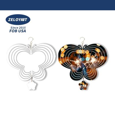 China Wholesale butterfly Shape Sublimation Wind Spinners Blanks with Tail Double Side Printing 8inch 3d Wind Spinner for Home Decor for sale
