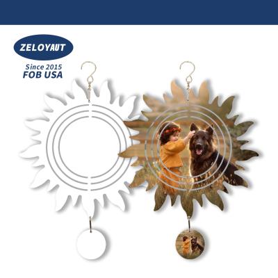 China Aluminum Hot Sun Sublimation Wind Spinner Blanks with Hanging Spiral Tail 3d Double Side Outdoor Wind Spinner for Yard Decor for sale