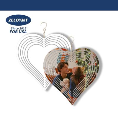 China Personalized 8inch 3d Metal Heart Sublimation Wind Spinner Blank for DIY 10inch Custom logo Wind Spinner As Valentine Day Gift for sale