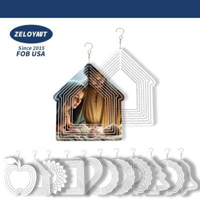 China ZELOYAUT Wholesale Sublimation Blanks Aluminium Sublimation House Wind Spinners 3/8/10 Inch Metal Crafts Outdoor Ornaments Gifts for sale