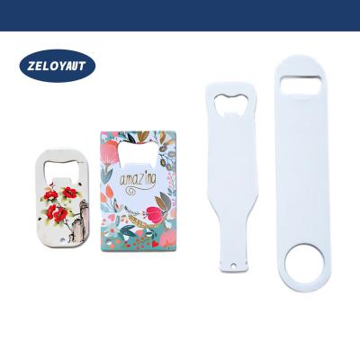 China Wholesale Custom Logo Printed Aluminum Bottle Opener Sublimation Wine & Beer Opener with Card Novelty Gifts Heat Press Blanks for sale
