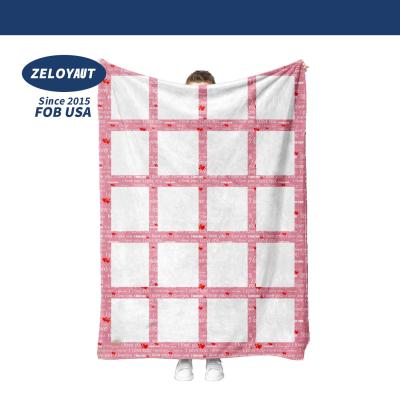 China Wholesale Customized 20 Panel Blanket with Photo Velvet Sublimation Blanket for Family Bed Sofa Soft Heat Press Throw Blanket for sale