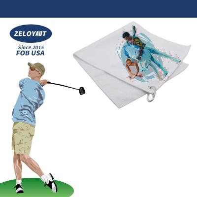 China ZELOYAUT Wholesale Sublimation Blanks Hot Sale Polyester Sublimation Golf Microfiber Towel Custom Golf Waffle Towel Diy Gifts for sale