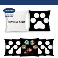 China ZELOYAUT 24H Shipping Custom Printing 40*40 and 45*45cm Short Plush Paw Pillow Case Blanks Sublimation Pet Paw Pillow Case for sale