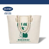 China Wholesale Sublimation Blanks High Quality Hot Sales Sublimation Twine Knot Straps Flax Beach Tote Bag Custom Shopping Handbag for sale