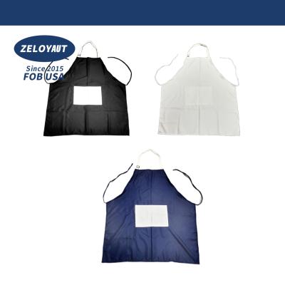 China Sublimation Blanks100%polyester/satin 72*65cm 9panel Waist Apron for Adult Women Man Custom logo Kitchen Black Half Length Apron for sale
