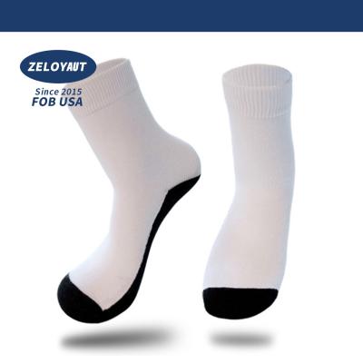 China ZELOYAUT Sublimation Customized Wholesale White Polyester Thick Sports Socks Blanks, Soft and Porosity Sports Casual Bulk Socks for sale