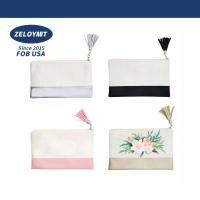 China Custom Linen Sublimation PU Leather Cosmetic Bag for Women Personalized Logo Daily Travel Novelty Gift for sale