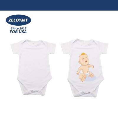 China Customized White Frog Printed Bodysuits Sublimation Baby Onesie Plain Blanks Polyester Rompers Jumpsuit for Toddler Infant for sale