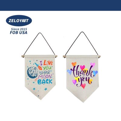 China Wholesale Custom Linen Triangle Garden Flags Double Sided Sublimation Printing Outdoor Decor Banners Garden Ornaments for sale