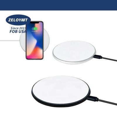 China ZELOYAUT Sublimation Wireless Charger Custom Logo 15W Super Fast Charging Pad DIY Sublimation Wireless Phone Charger Blanks for sale