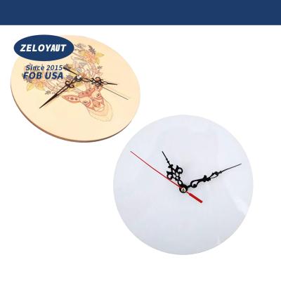 China ZELOYAUT Sublimation MDF Round Clocks Blank Wooden Wall MDF Clock DIY Personalized Custom Logo Print Sublimation Blank for sale