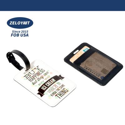 China Custom Personalized Shiny White Sublimation PU Leather Luggage Tag Card Holder for Promotional & Business Gifts for sale