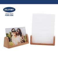 China Wholesale Sublimation Blanks Acrylic Photo Frame with LED Wooden Base 6*8inch square Single Side Printing DIY Resin Photo Frame for sale