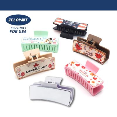 China Wholesale Sublimation Hair Clips for Girls Heat Press Plastic Hair Clips Custom Claw Clip in Hair Girls Accessories Women Gifts for sale