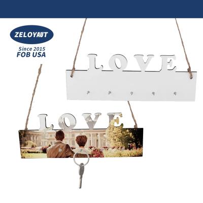 China ZELOYAUT Wholesale Sublimation Blanks New Convenient Key Holder With Words for House Decor Novelty Hooks Personalized DIY Gift for sale