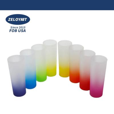 China Direct Factory 3oz Frosted Glass Cup for Sublimation Gradient Color Mug for Promotional & Business Gifts for sale