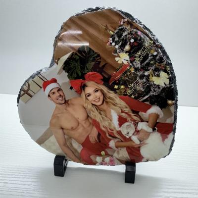 China In Stock, 20x20cm Heart Shape Sublimation Rock Slate Custom Printing and Personalized Gifts, Glossy&Matte Finish Available for sale