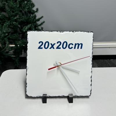 China In Stock, Square Clock 20x20cm Sublimation Rock Slate Custom Printing and Personalized Gifts, Glossy&Matte Finish Available for sale