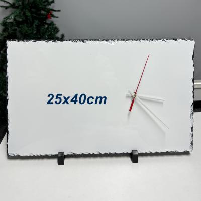 China In Stock, Rectangle Clock 25x40cm Sublimation Rock Slate Custom Printing and Personalized Gifts, Glossy&Matte Finish Available for sale
