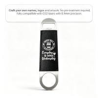 China Blank Laser Engravable Vegan PU Leather Stainless Bottle Opener, Double sides customizable, laserable blanks for CO2 laser & DIY engraving projects for sale